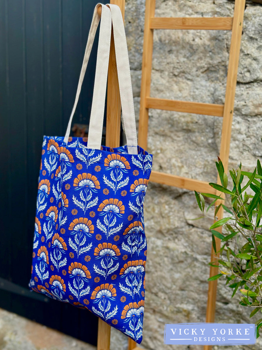 Cotton 'Heritage Cottage - Flowers' Book Bag by Vicky Yorke Designs
